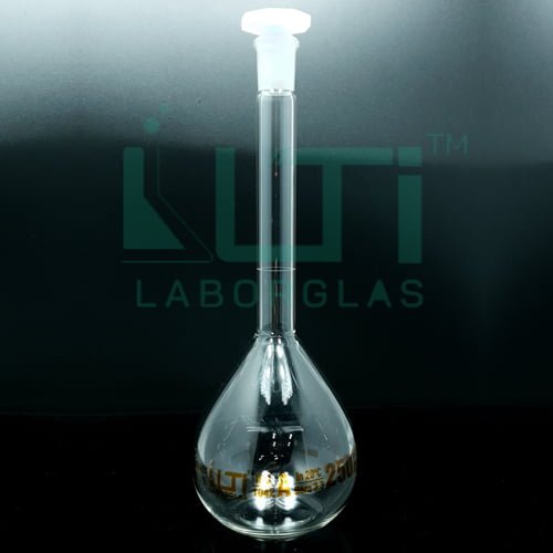 2940-CLEAR GLASS WIDE MOUTH VOLUMETRIC FLASK WITH PE STOPPER, CLASS A ...